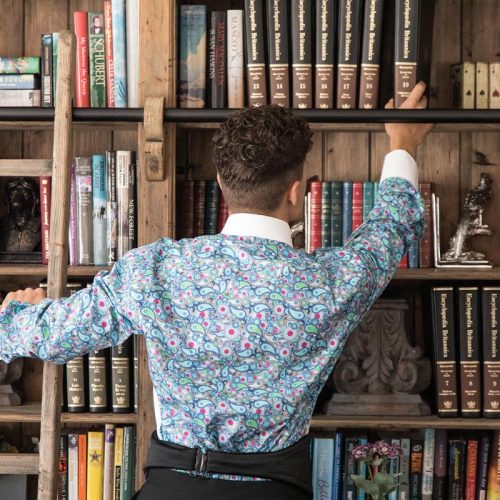 Blue Paisley Fun Back Patterned Dress Shirt - Barker Formalwear