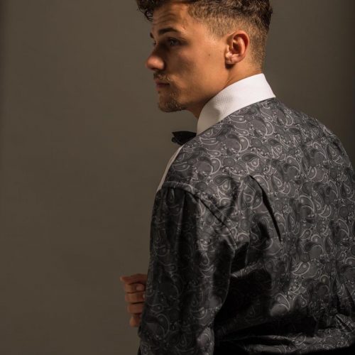 Grey Paisley Fun Back Patterned Dress Shirt - Barker Formalwear